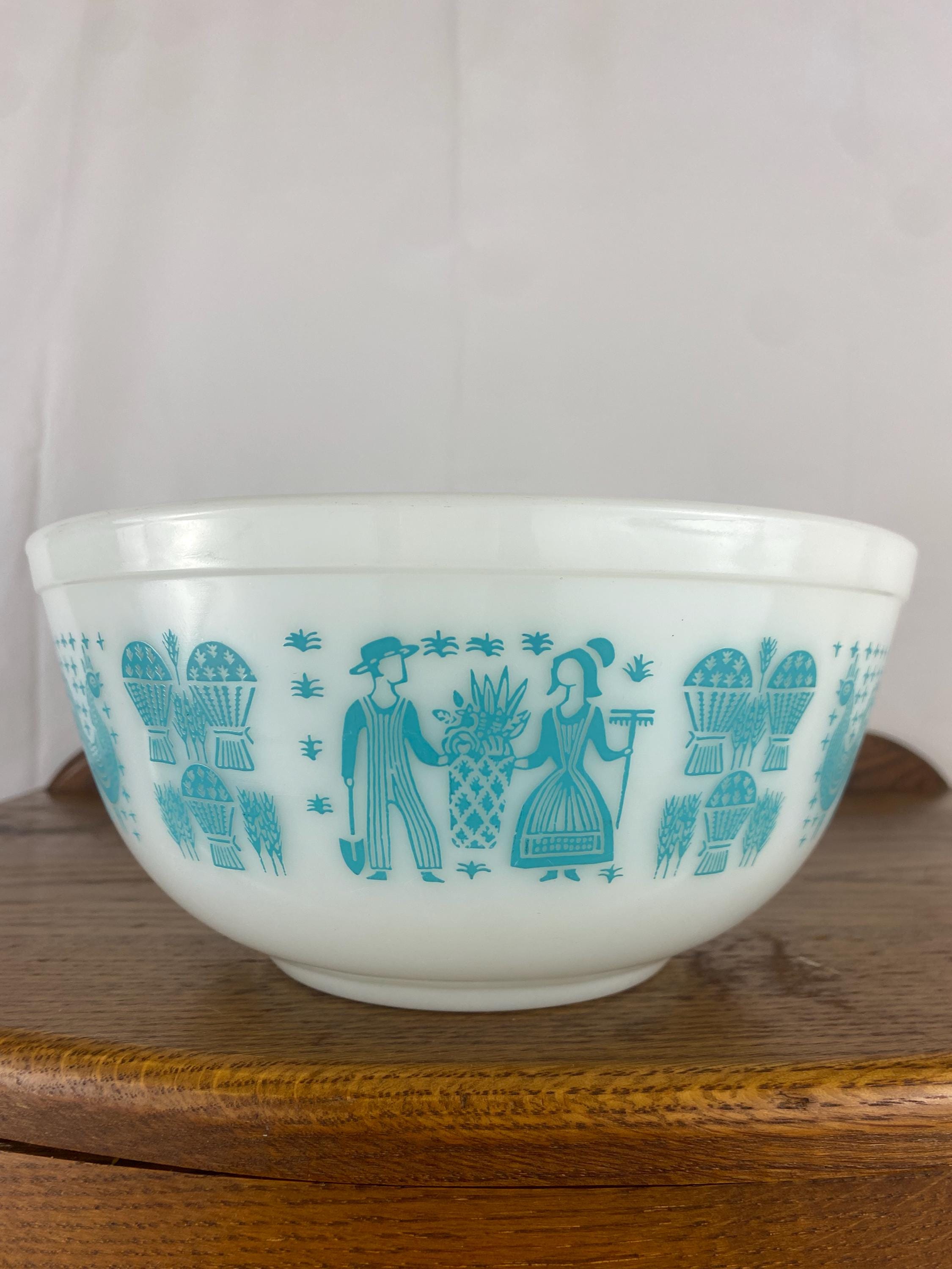 Rare Pyrex Mixing Bowls L Vintage Amish Blue & Turquoise Pattern ...