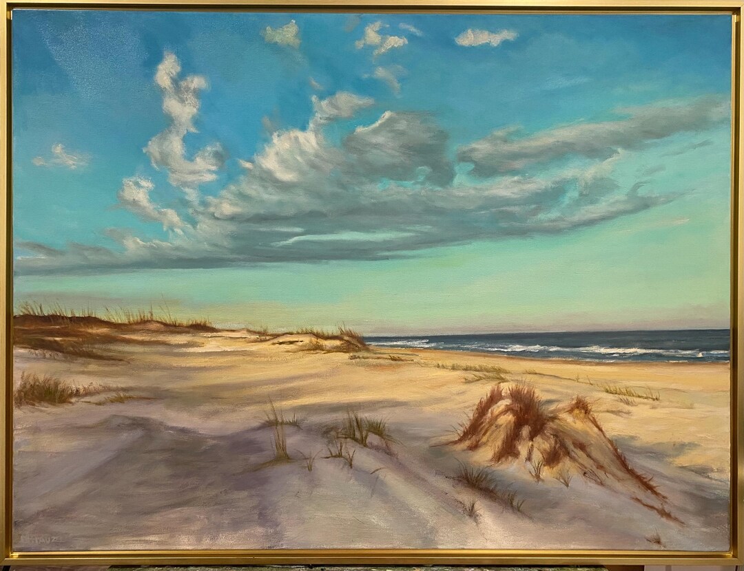 Morning Beach Walk- an Original 30x40 Oil Painting Framed in a Light ...