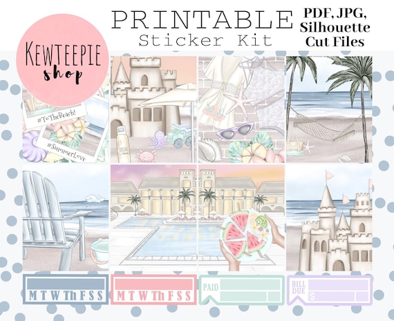 PRINTABLE Planner Sticker Kit Beach Vibes Printable Planner | Etsy