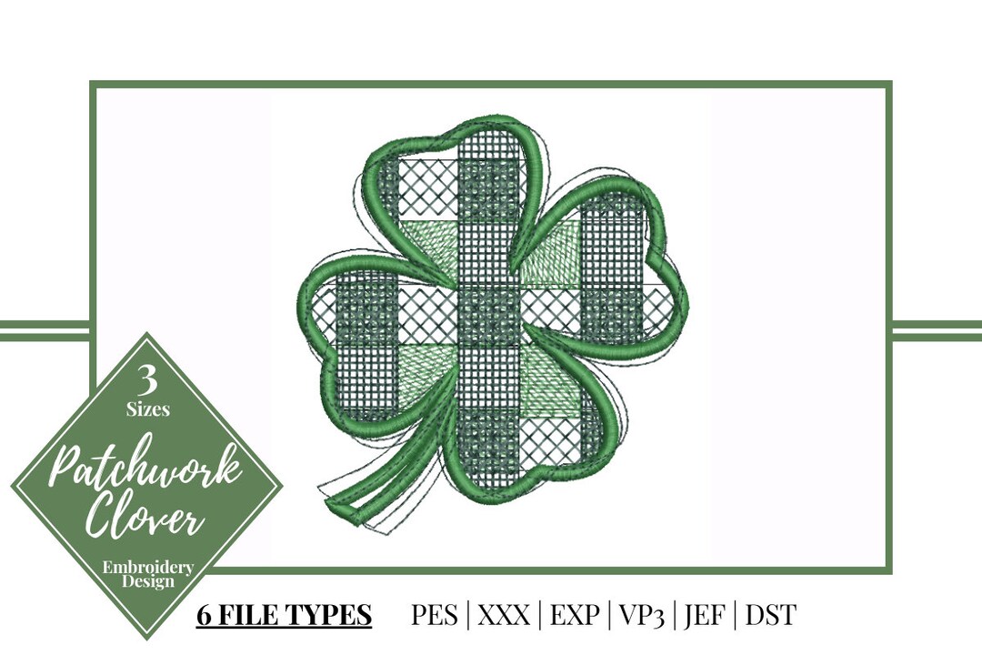 Patchwork Clover Embroidery Design | Saint Patrick's Embroidery File ...