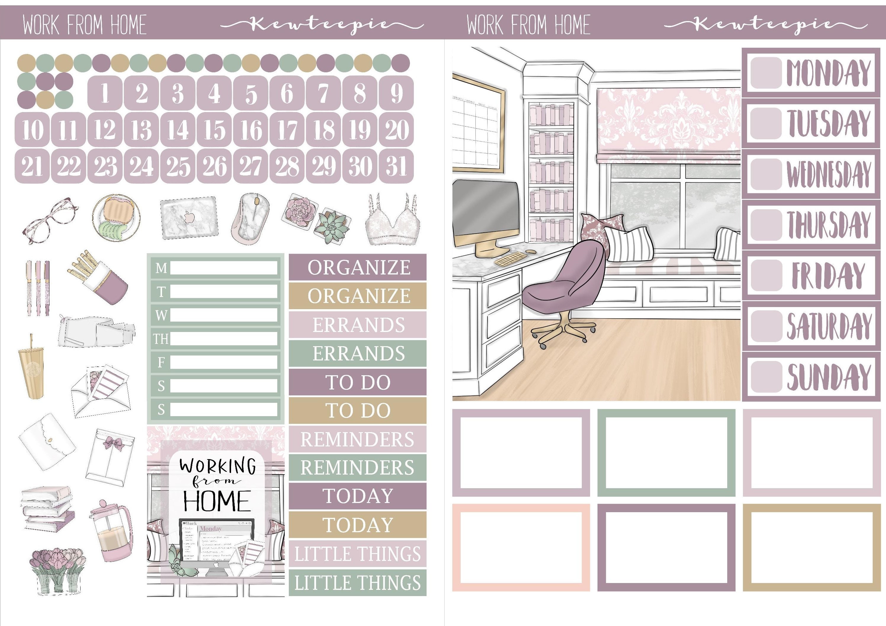 PRINTABLE Planner Sticker Kit Work From Home Printable | Etsy