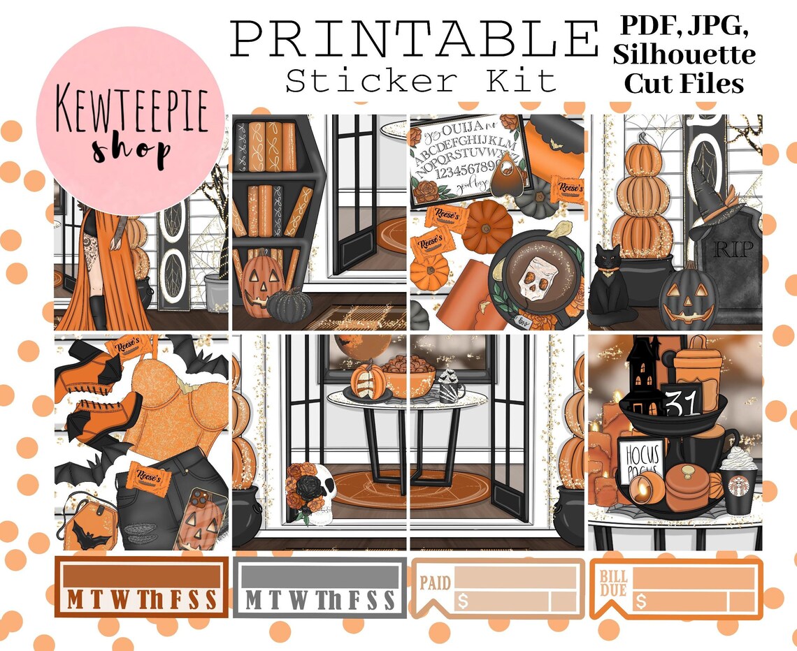 PRINTABLE Planner Sticker Kit Halloween Night Printable - Etsy