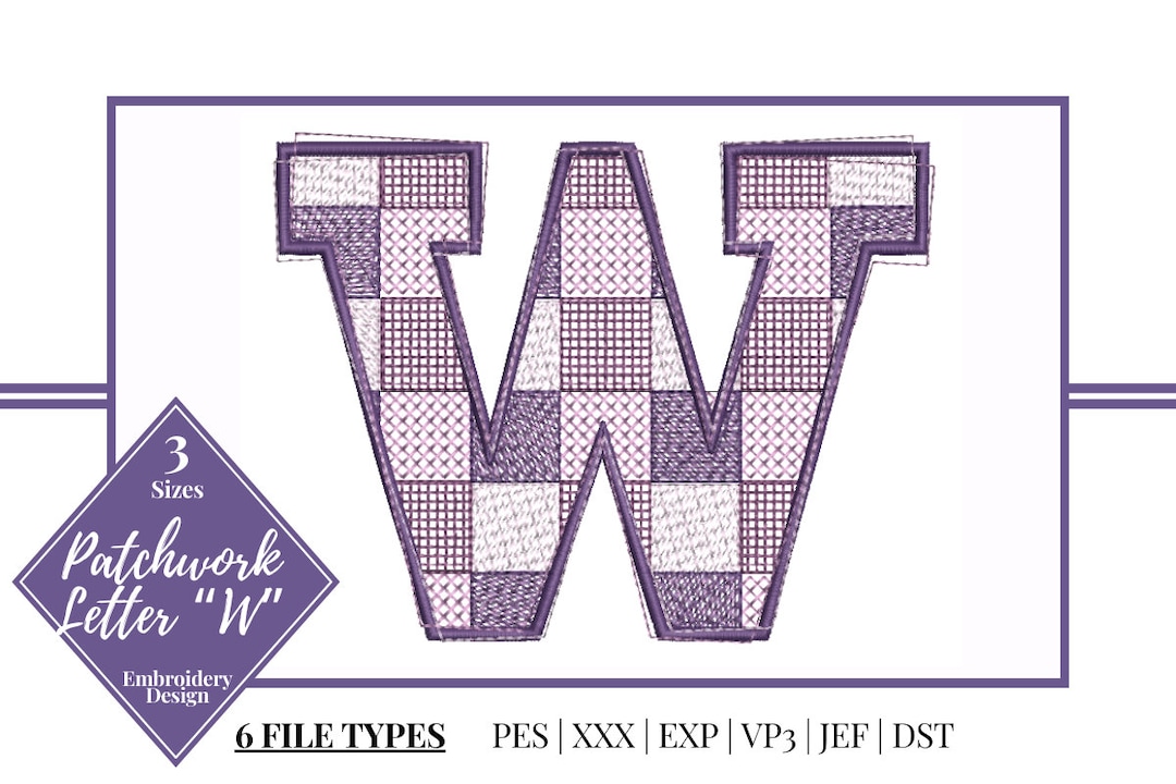 Patchwork Letter W Embroidery Design | Alphabet Letters Embroidery File ...