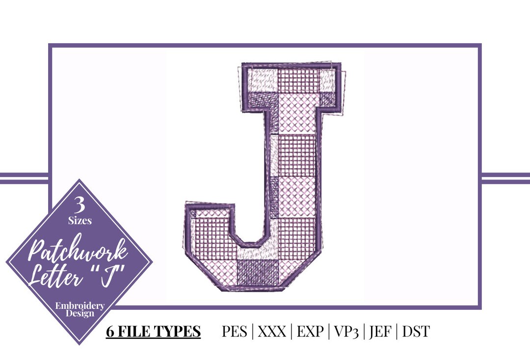 Patchwork Letter J Embroidery Design | Alphabet Letters Embroidery File ...