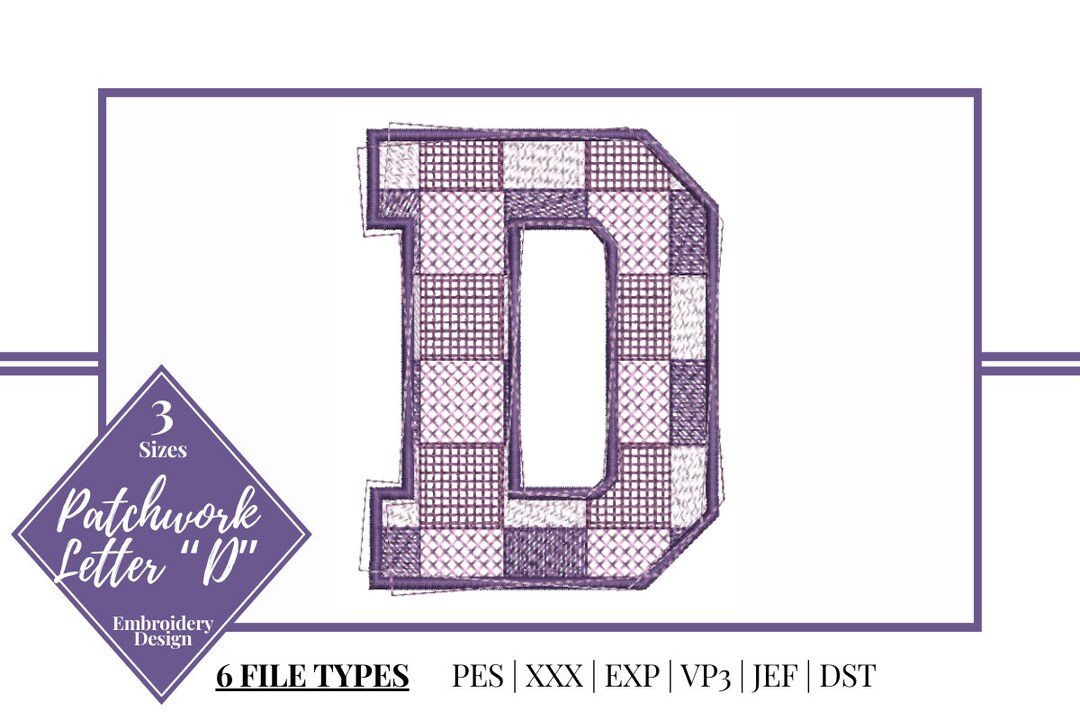 Patchwork Letter D Embroidery Design | Alphabet Letters Embroidery File ...