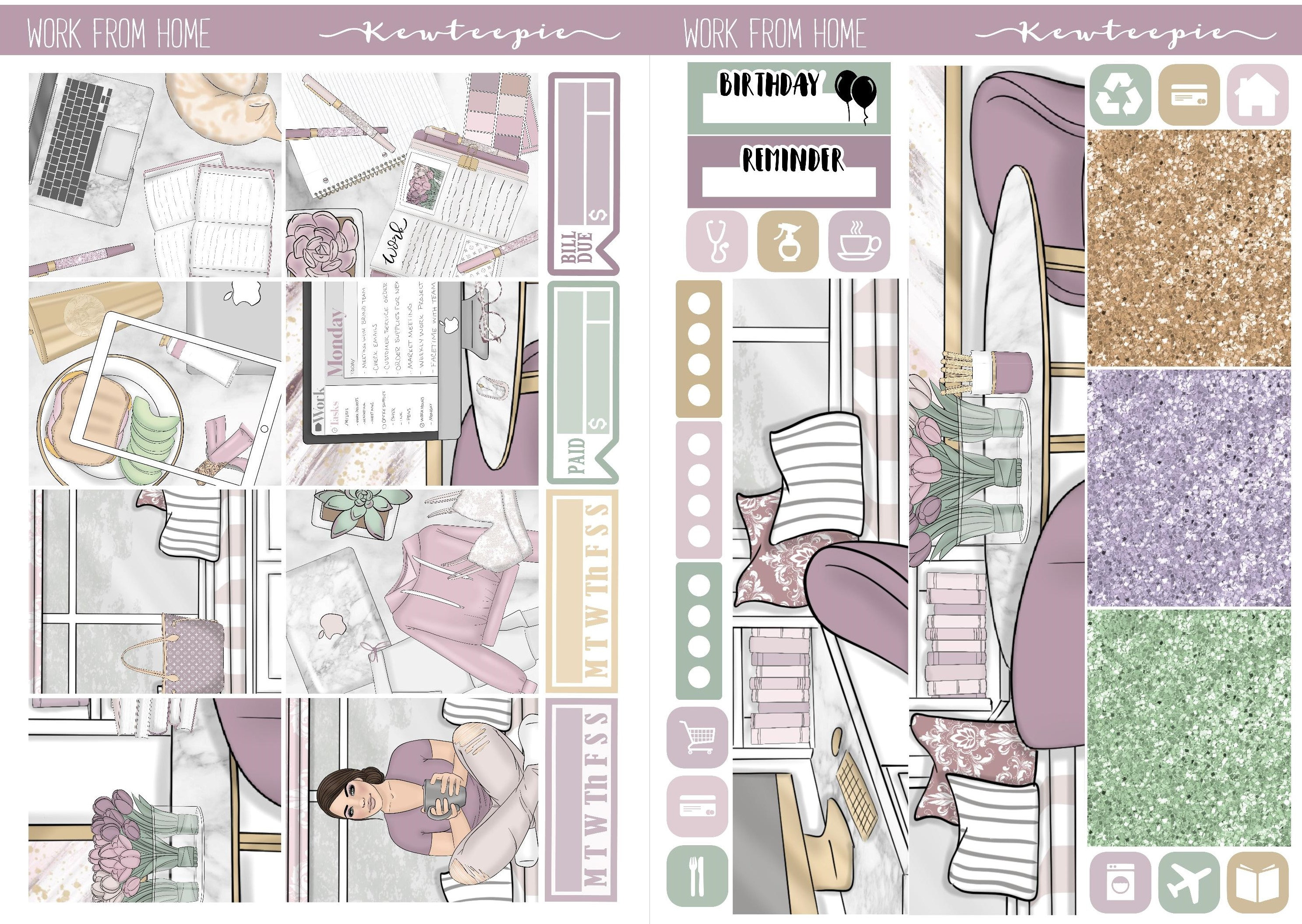 PRINTABLE Planner Sticker Kit Work From Home Printable | Etsy