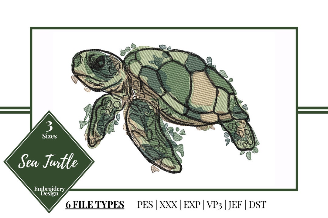 Sea Turtle Embroidery Design | Sea Turtle Animal Embroidery File ...