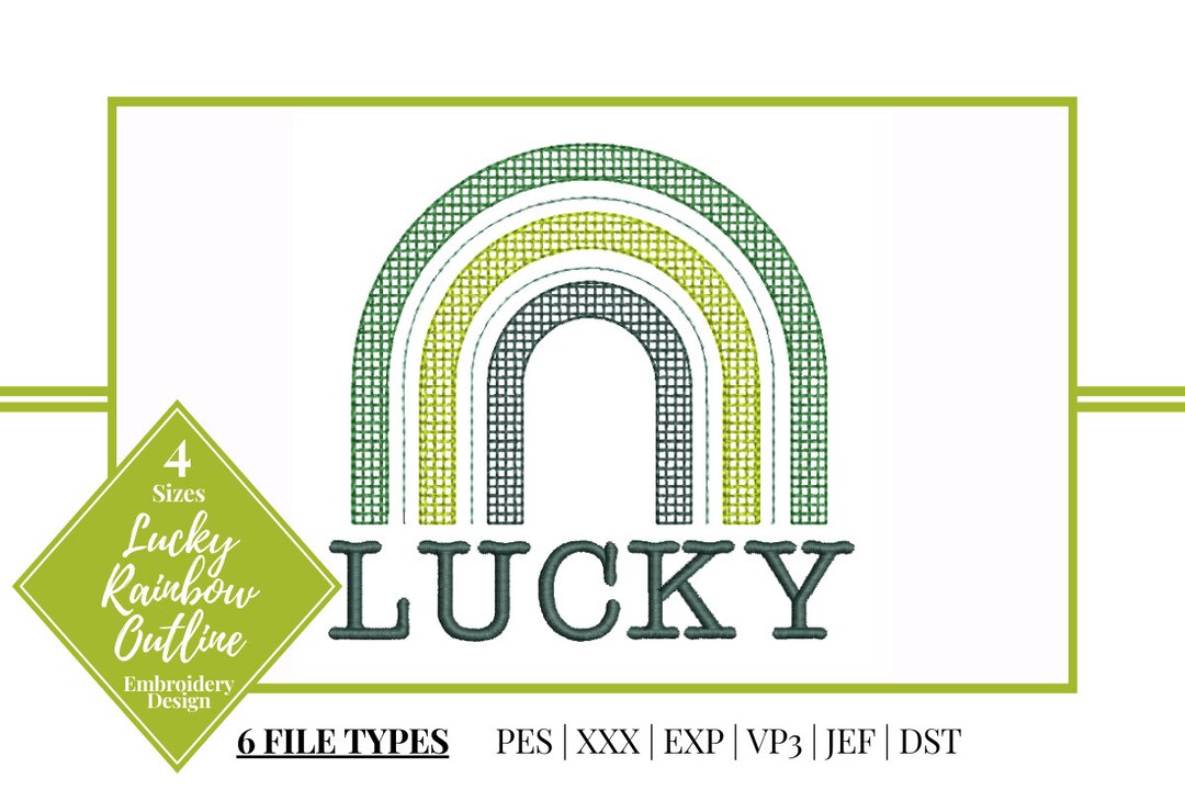 Lucky Rainbow Outline Embroidery Design | Saint Patrick's Embroidery ...