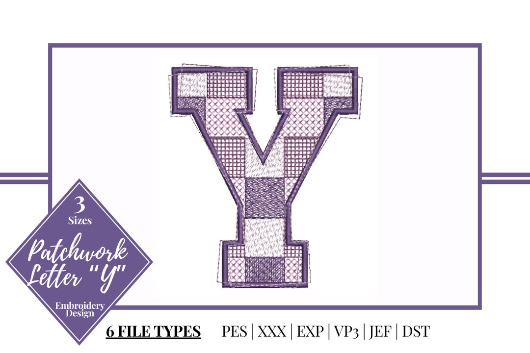 Patchwork Letter Y Embroidery Design | Alphabet Letters Embroidery File ...