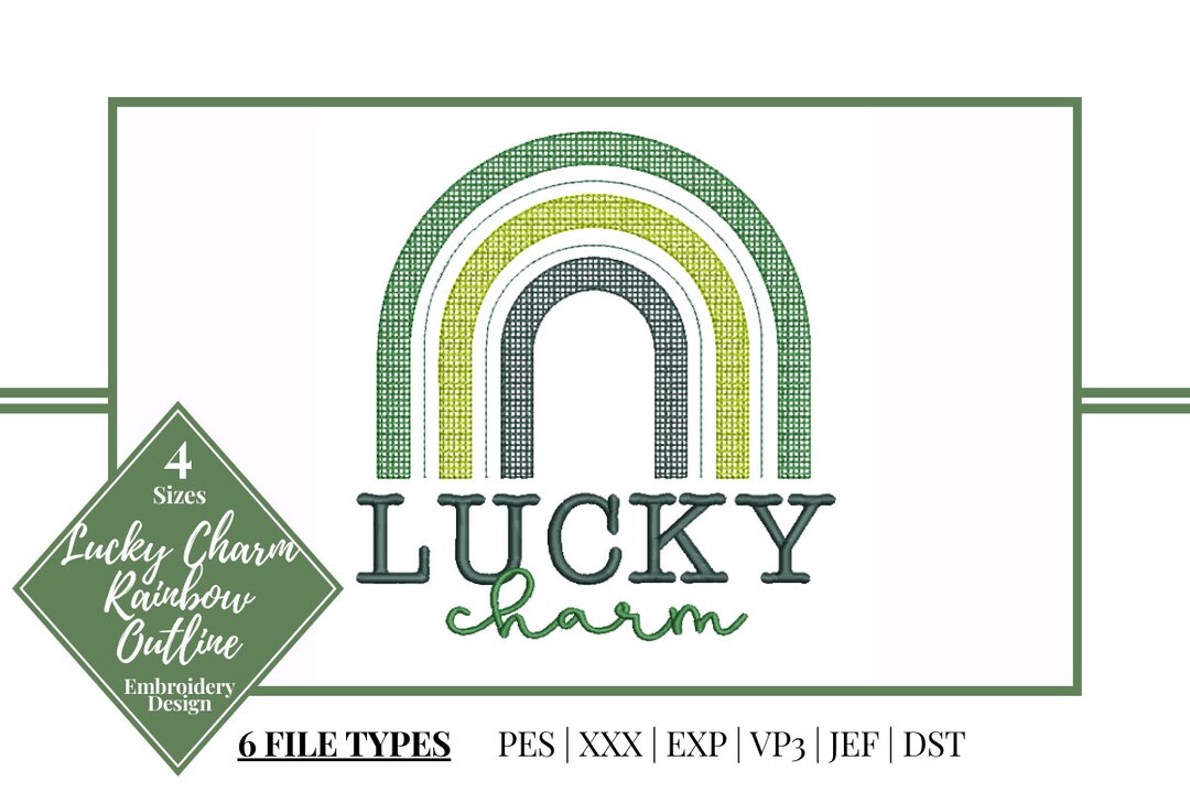 Lucky Charm Rainbow Outline Embroidery Design | Saint Patrick's ...