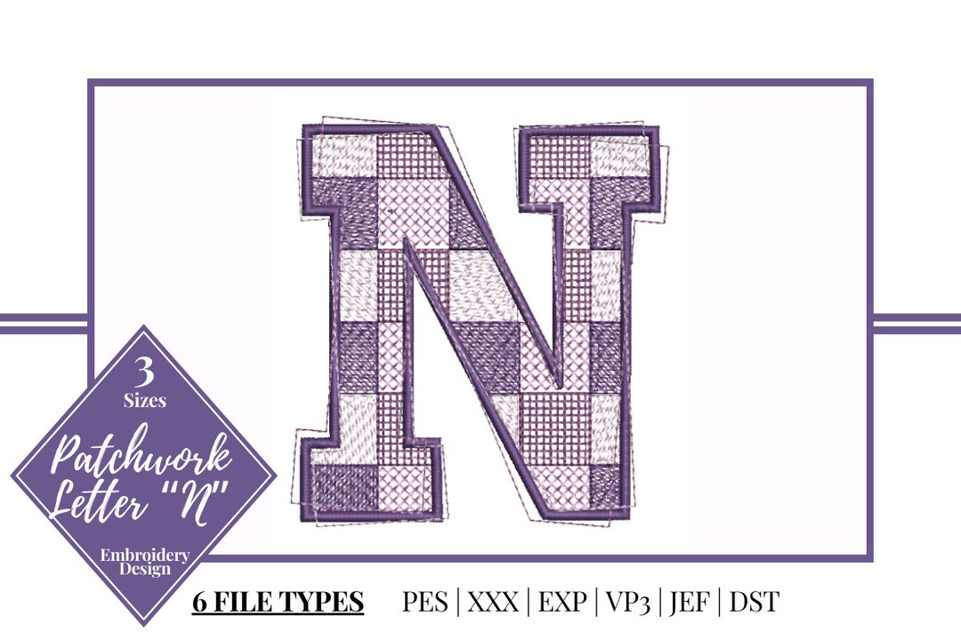 Patchwork Letter N Embroidery Design | Alphabet Letters Embroidery File ...
