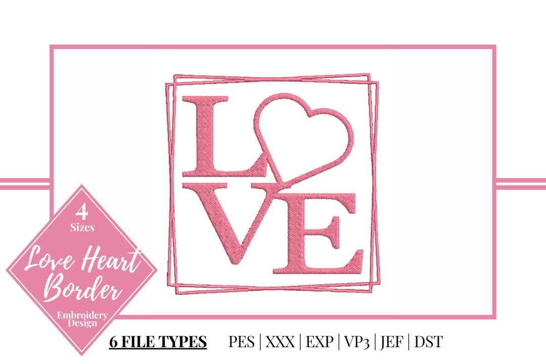 Love Heart Border Embroidery Design | Valentine's Embroidery File ...