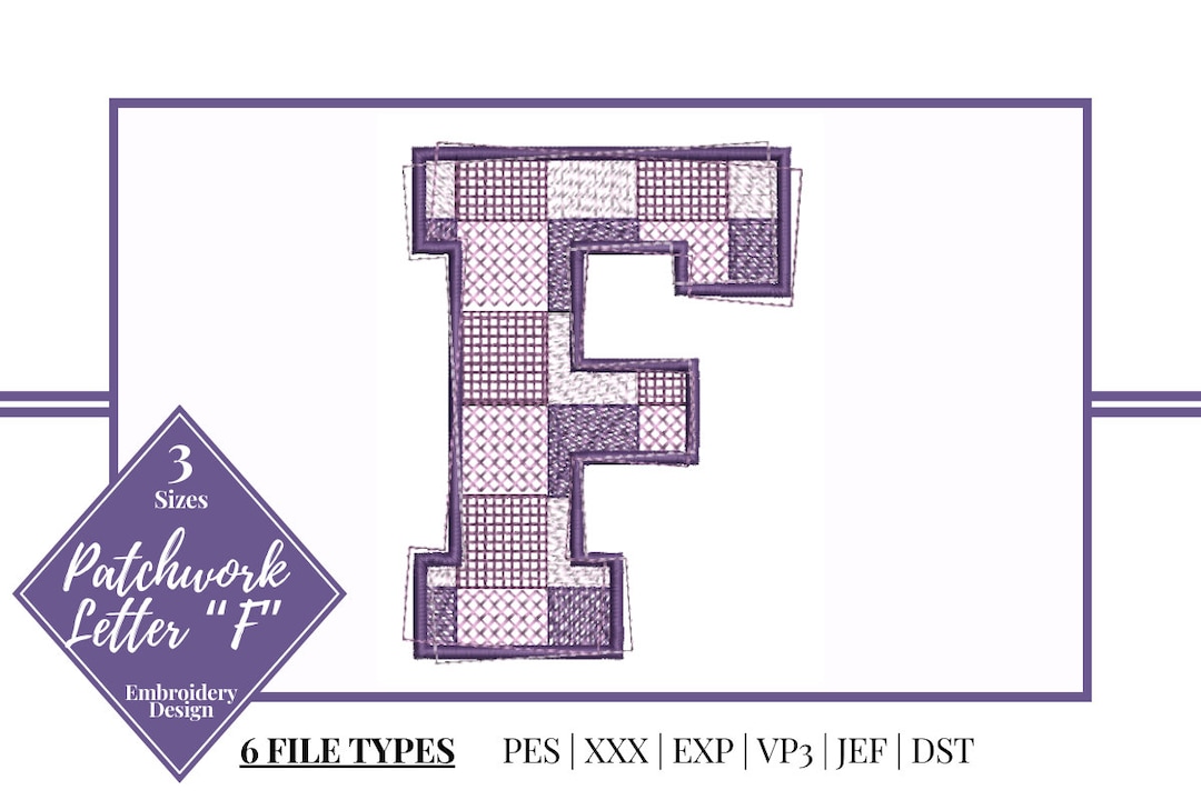 Patchwork Letter F Embroidery Design | Alphabet Letters Embroidery File ...