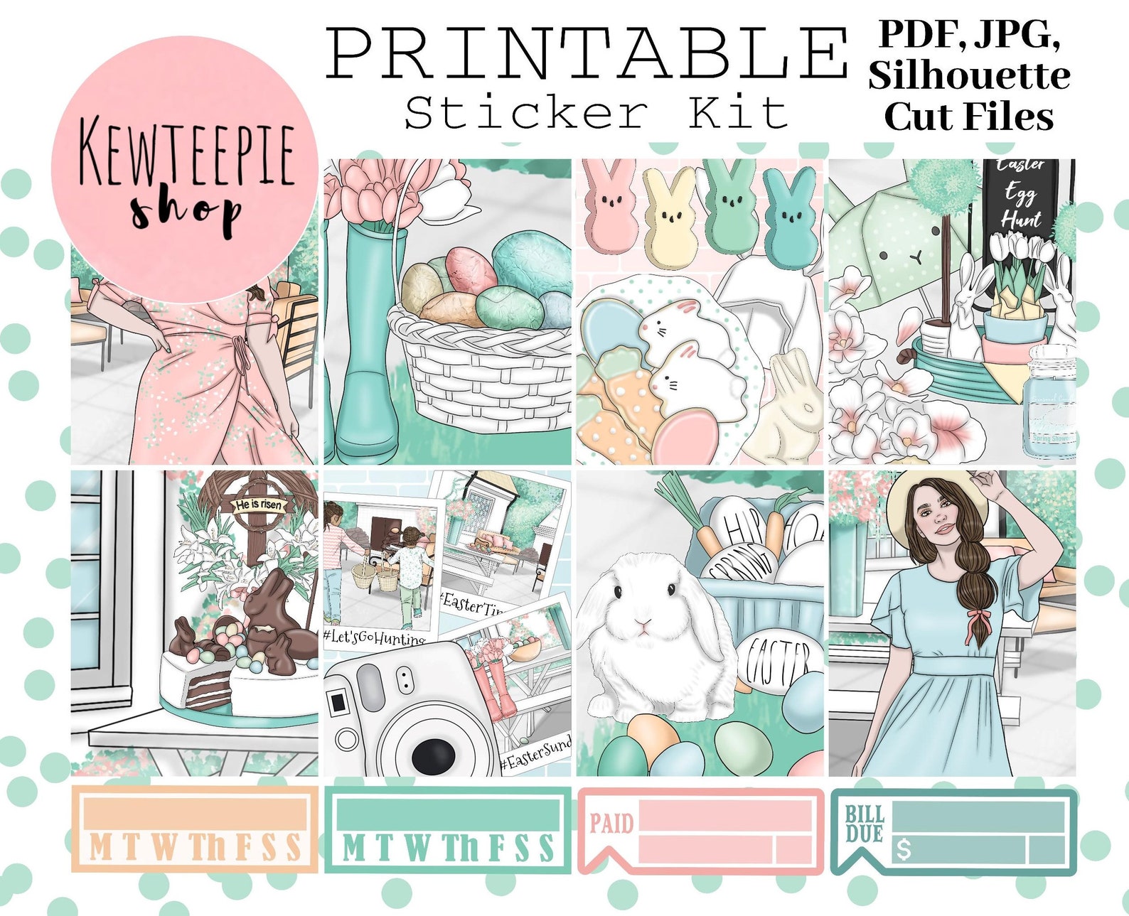 PRINTABLE Planner Sticker Kit Hop Into Easter Printable | Etsy
