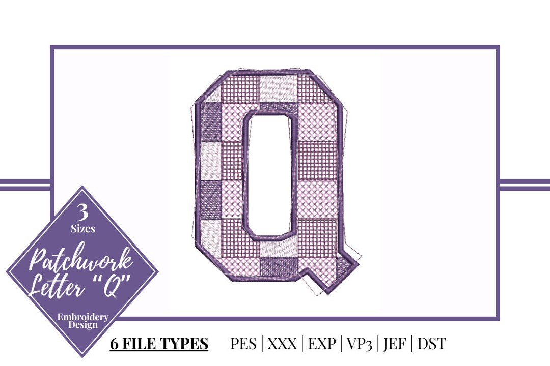 Patchwork Letter Q Embroidery Design | Alphabet Letters Embroidery File ...