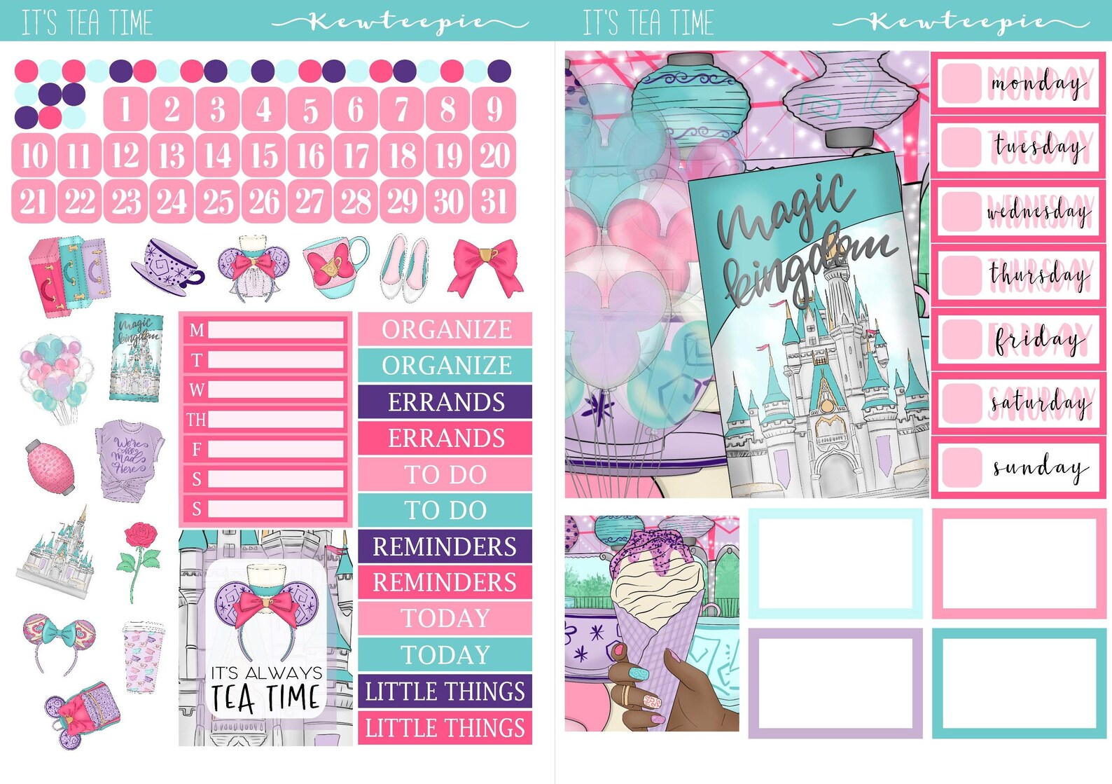 PRINTABLE Planner Sticker Kit It's Tea Time Printable | Etsy
