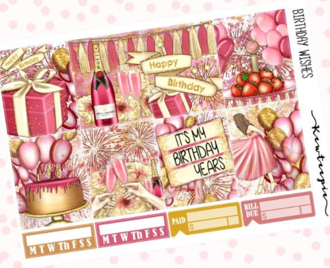 PRINTABLE Planner Sticker Kit | Birthday Wishes Printable Planner ...