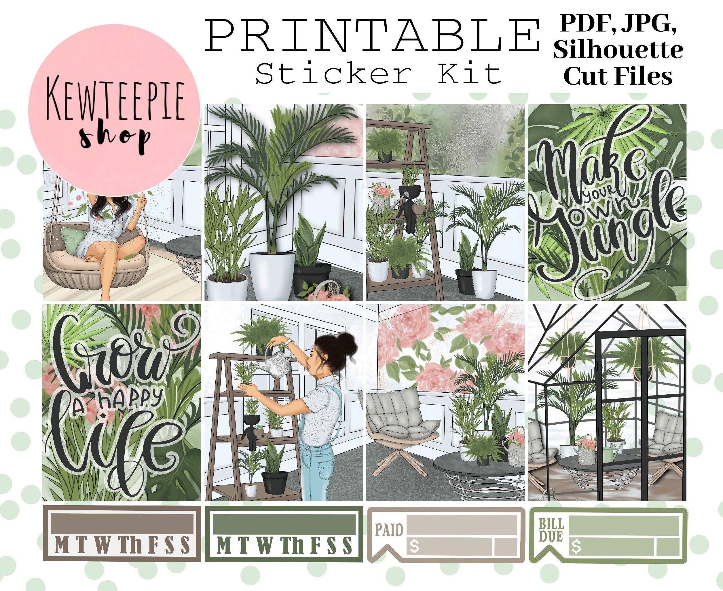 PRINTABLE Planner Sticker Kit Growing Green Printable - Etsy