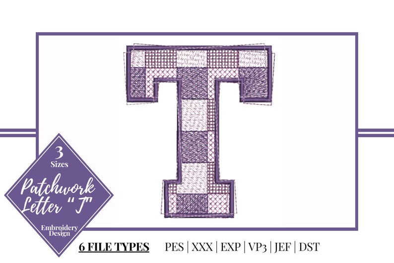Patchwork Letter T Embroidery Design | Alphabet Letters Embroidery File ...