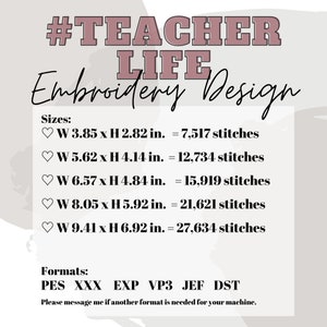 Teacher Life Embroidery Design Teacher Embroidery File Digital Download ...