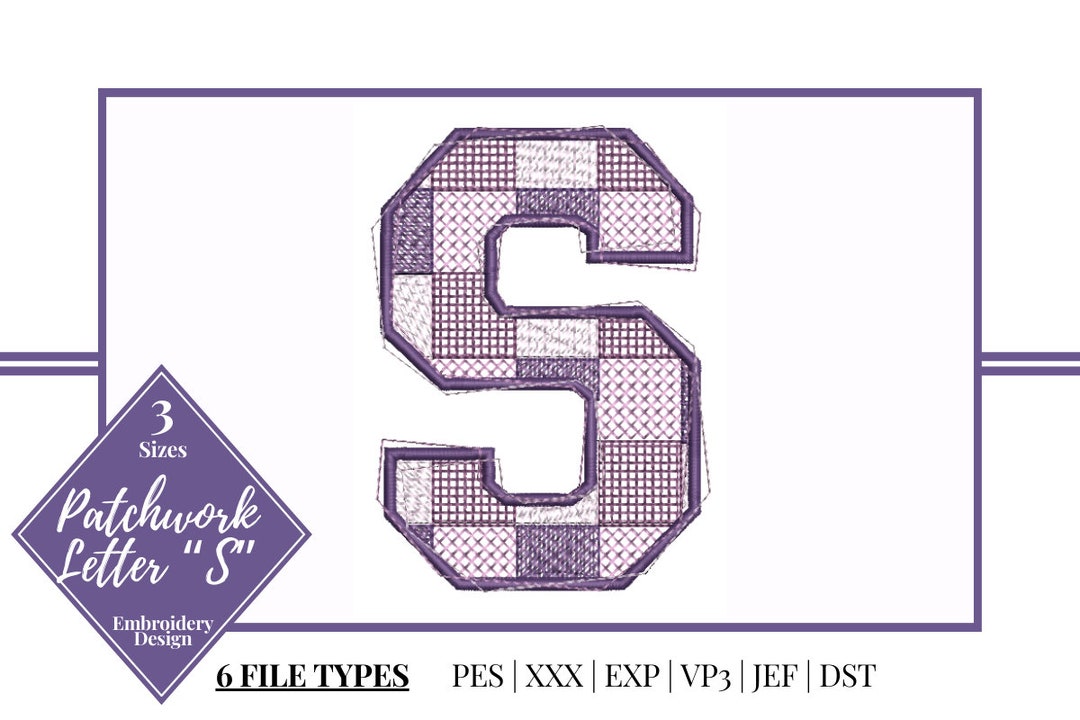 Patchwork Letter S Embroidery Design | Alphabet Letters Embroidery File ...