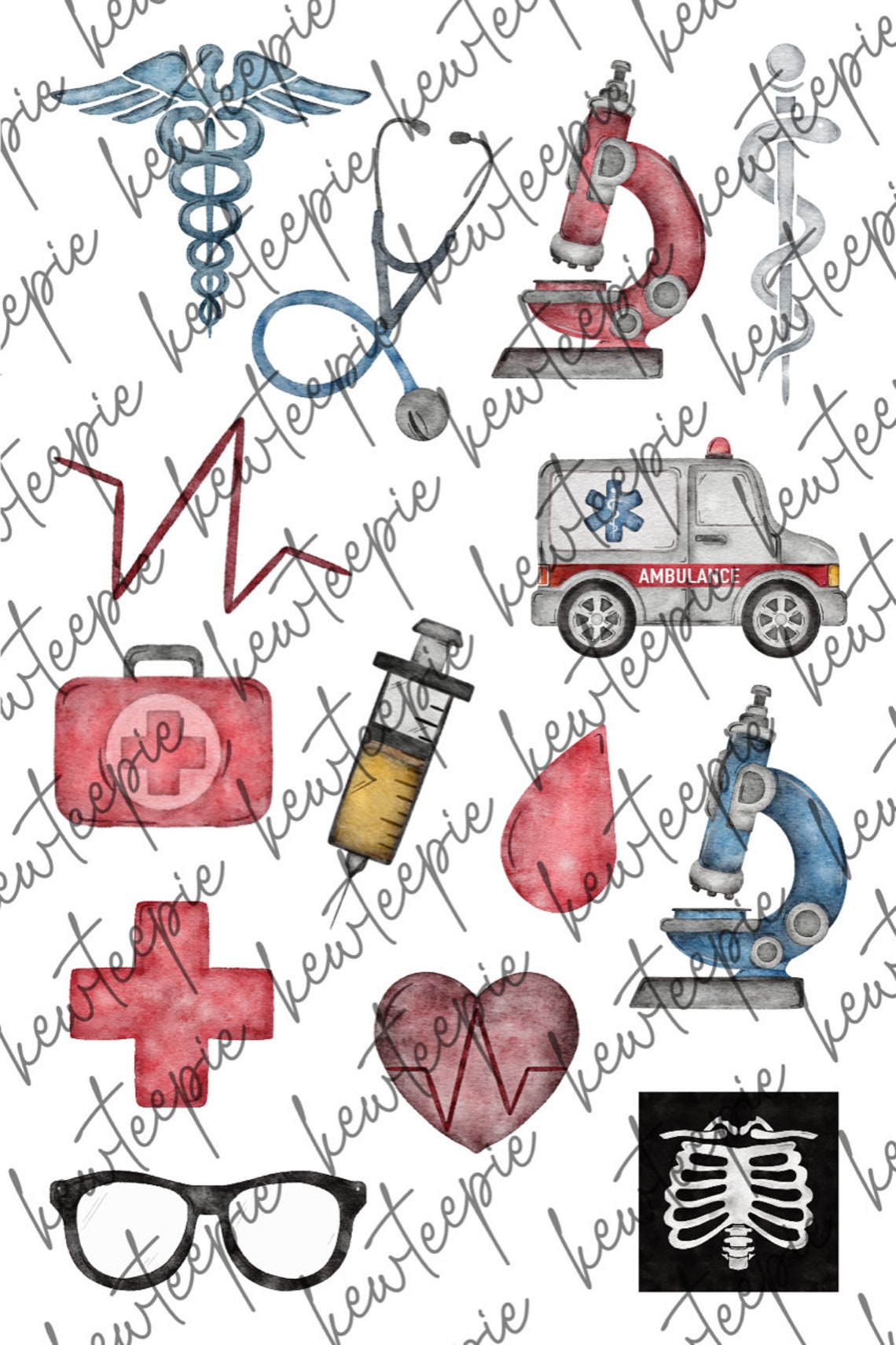 Health & Medicine Watercolor Clipart | Medical Clipart | Clipart ...