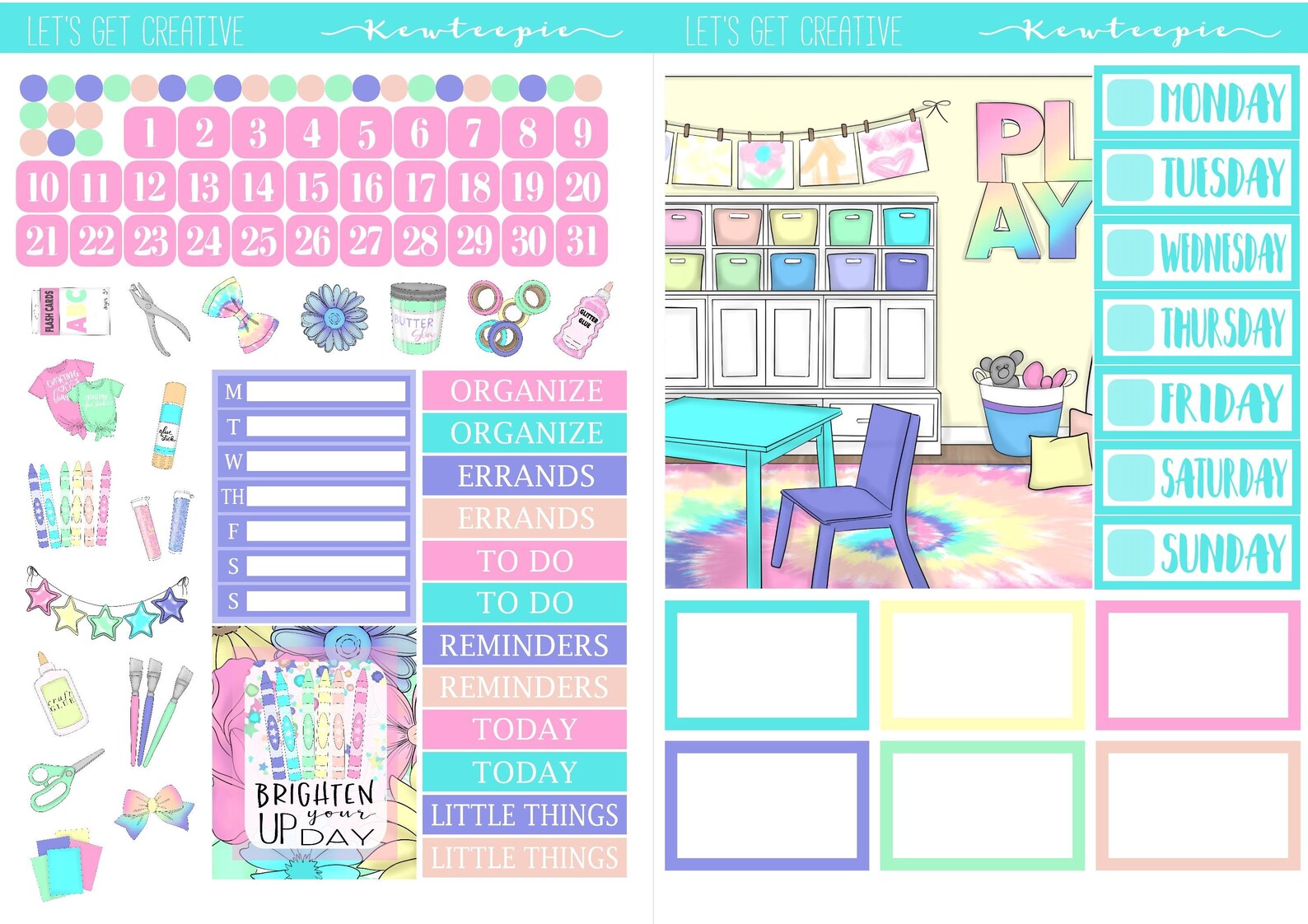 PRINTABLE Planner Sticker Kit Let's Get Creative - Etsy