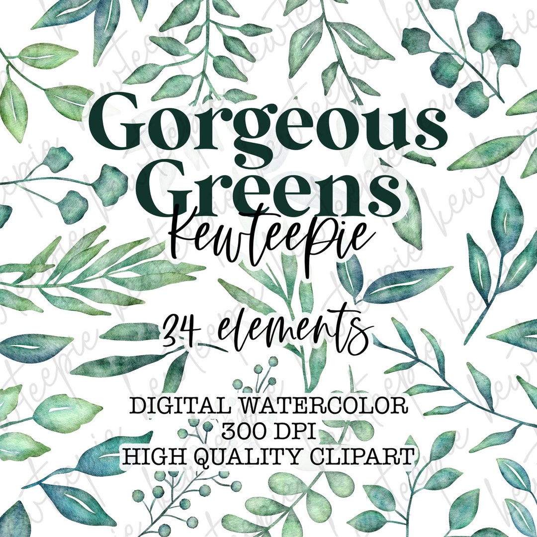 Gorgeous Greens Watercolor Clipart | Floral Clipart | Clipart Leaves ...