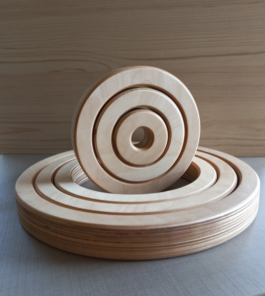 Wooden Circles Set Toy, Size Sorting Rings Toy, Educational Learning ...