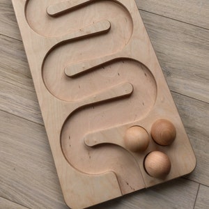 Wooden Ball Run Board: Toddler Winding Track With Beechwood Balls - Etsy