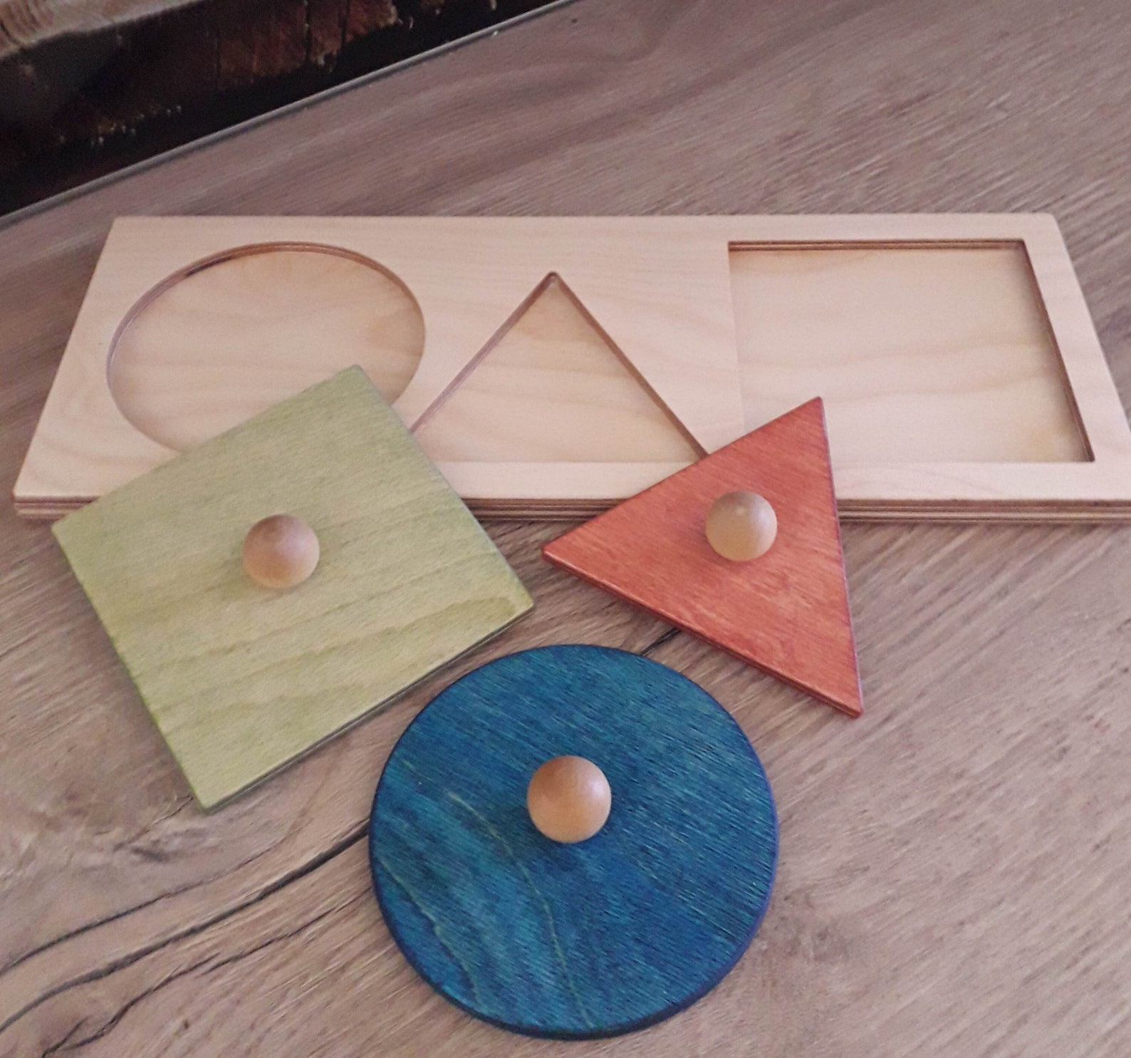 Montessori Wood Puzzle Peg Board Geometric Shape Match Baby - Etsy