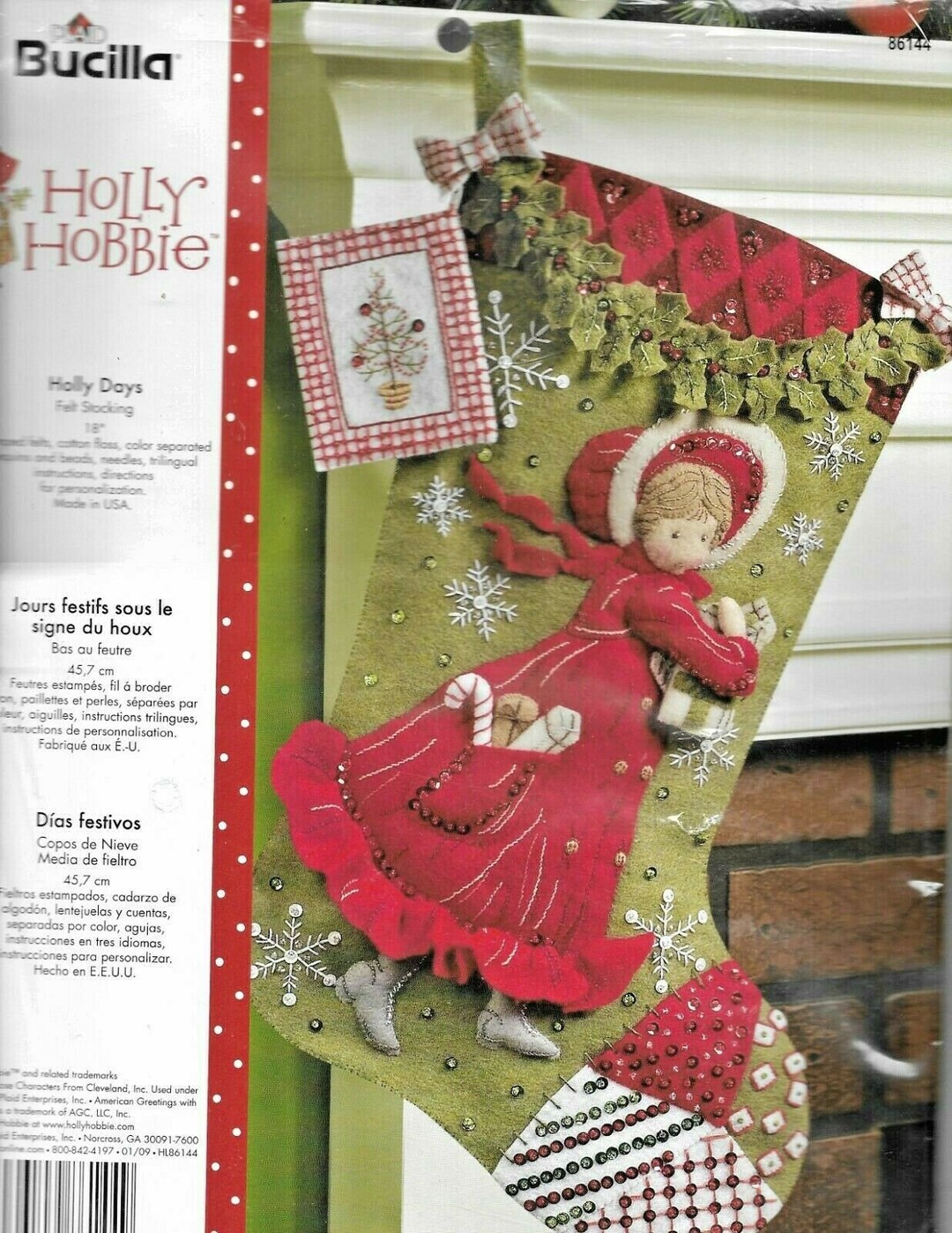 Bucilla Christmas Stocking, Felt Stocking, Christmas Stocking, Holly ...