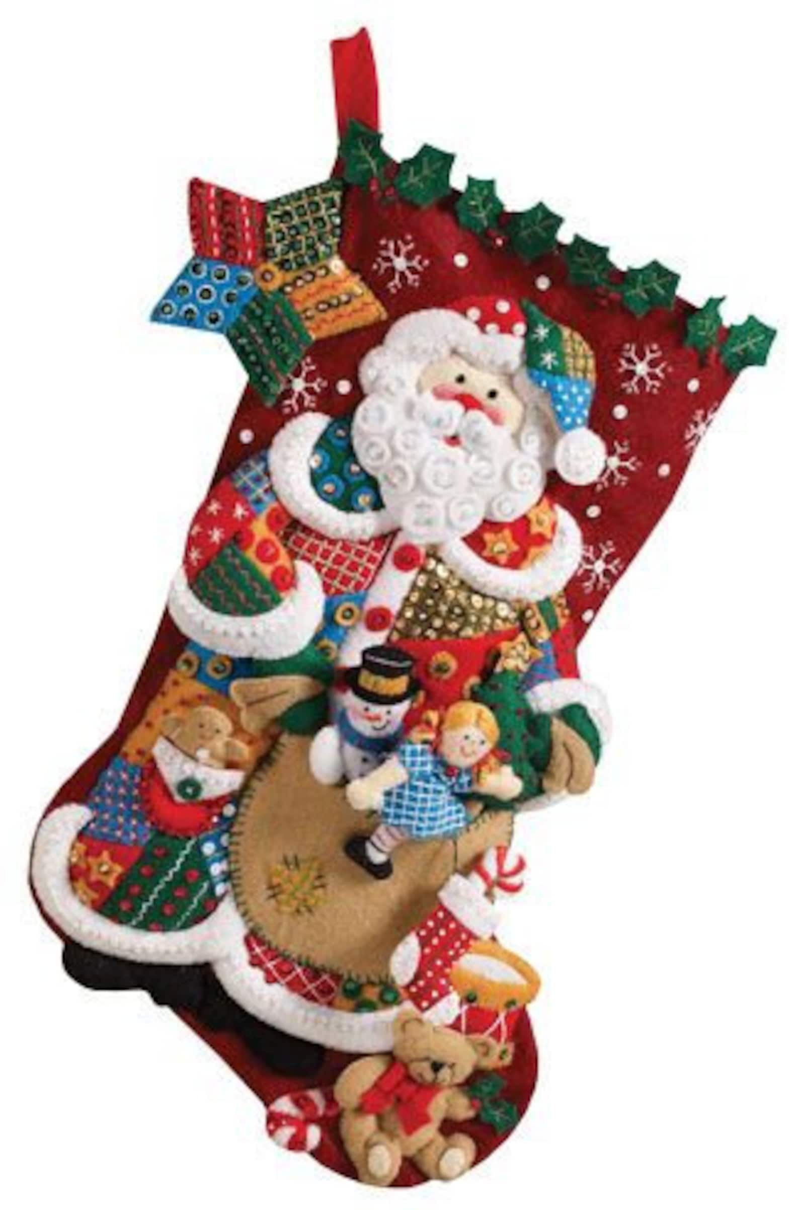 Patchwork Santa Bucilla Christmas Felt Stocking - Etsy