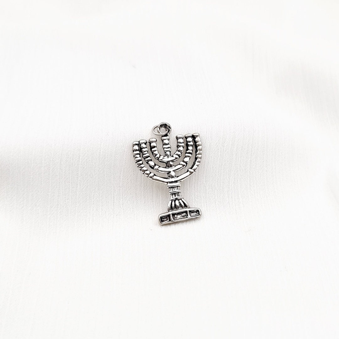 Vintage Menorah Pendant, 925 Sterling Silver Candle Lamp Pendant ...