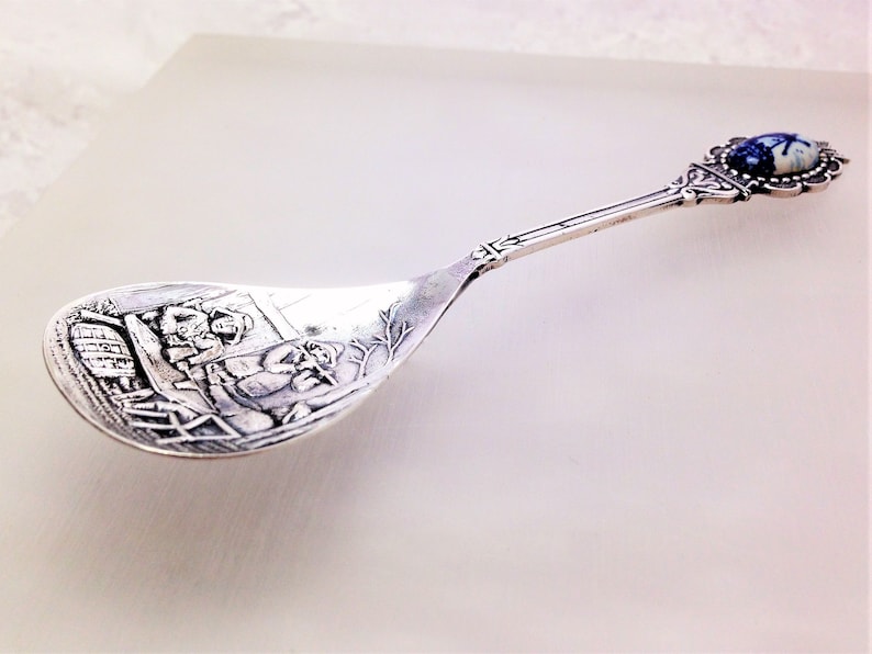 Vintage Mesker Holland Souvenir Spoon: Blue Ceramic Windmill - Etsy