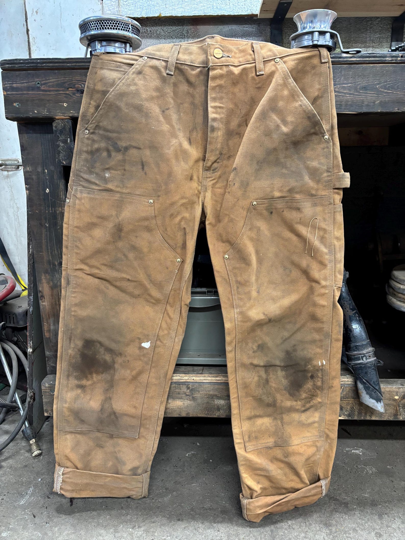 Distressed + Dirty Carhartt Dungeree Fit - Size 32 X 32 - Brown Colored ...
