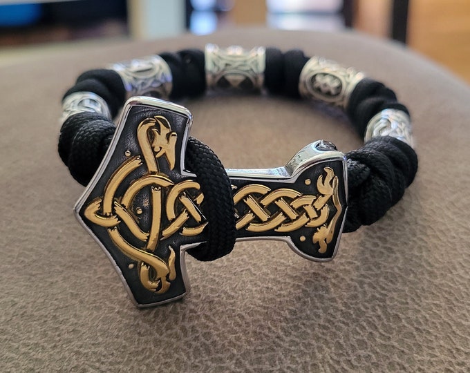 Viking Thor's Hammer Bracelet, Snake Knot, Paracord Bracelets, Jewelry ...