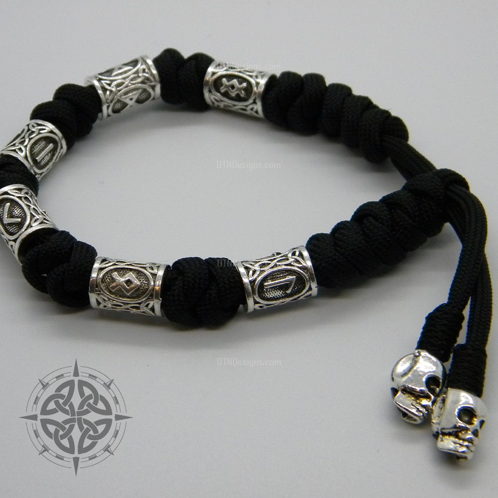 Viking Rune Bracelet, Paracord Snake Knot, Handmade Bracelets, Skull ...