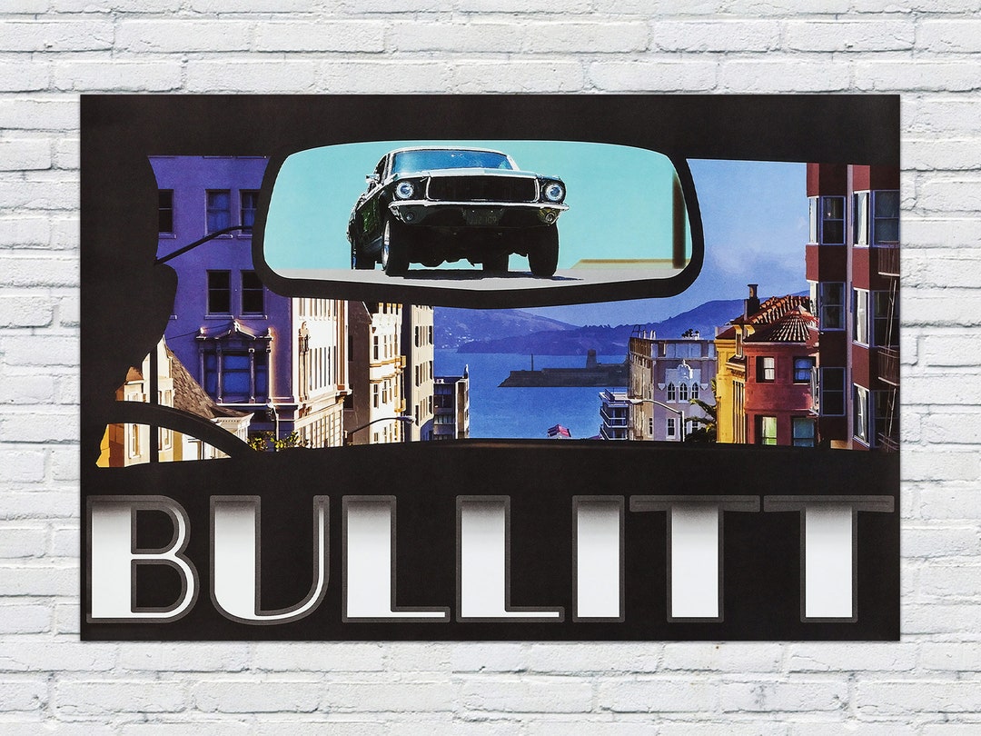 Bullit Movie Poster 1968 Steve Mcqueen Ford Mustang Chase Scene JJZ 109 ...