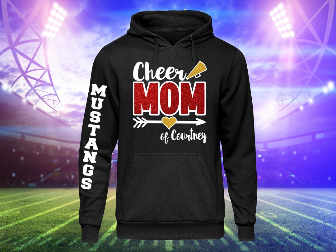 Glitter Cheer Mom Hoodie | Cheer Shirts | Cheer Spirit Wear | Short ...