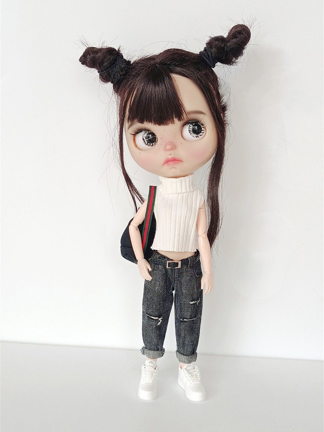 Blythe Ripped Jeans Blythe Denim Blythe Pants BJD Trousers for Pullip Obitsu 24 OB22 Momoko ...