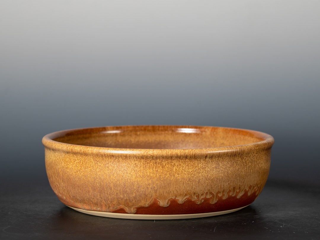 Rustic Brown Flat Bottom Pottery Bowl Handmade Ceramic Bowl Salad Pasta ...