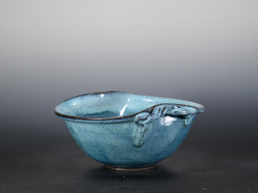 Deep Ocean Blue Handmade Pottery Bowl, Ceramic Decorative Display ...