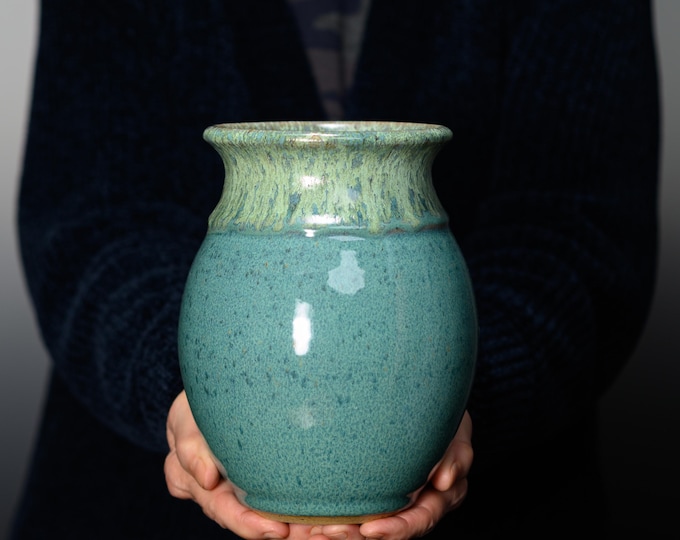 Handmade Ceramic Vase, Pottery for Fresh Flowers and Home Decor – Teal ...