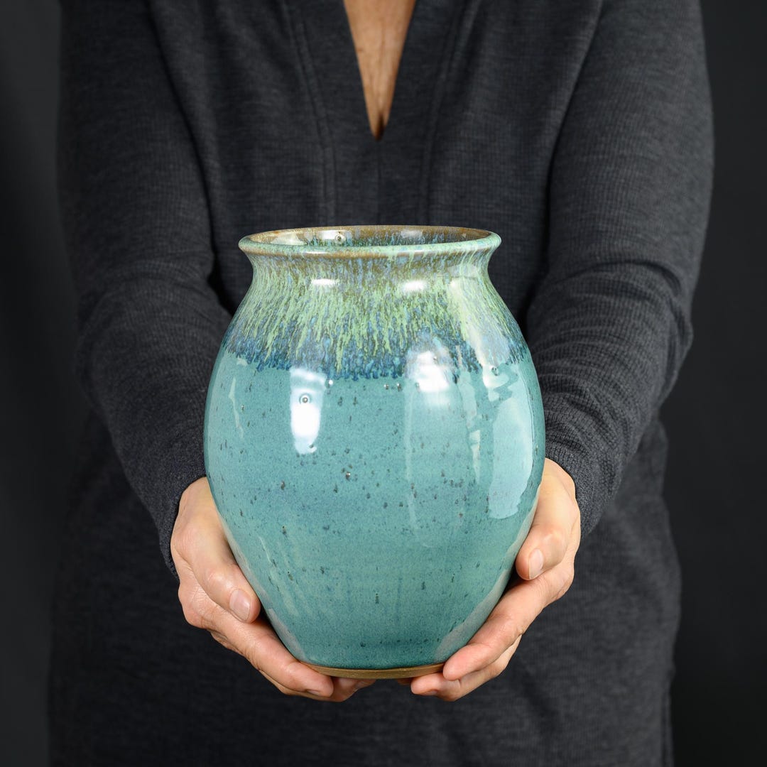 Teal Pottery Vase, Handmade Ceramic Vase, Flower Vase, Decorative Vase ...