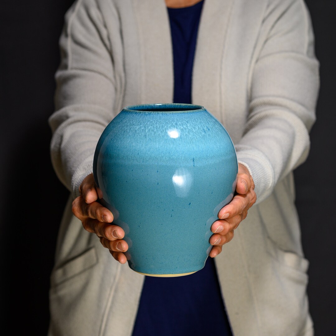 Ocean Blue Pottery Vase, Handmade Ceramic Vase, Flower Vase, Decorative ...