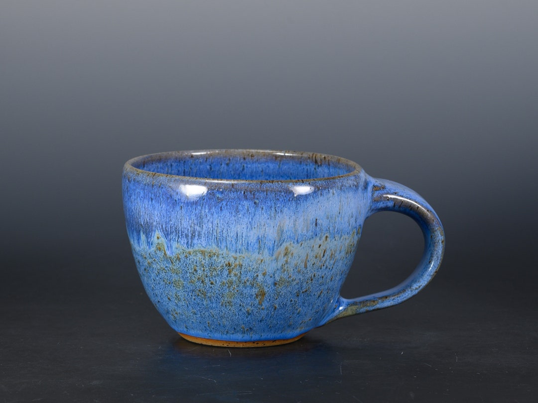 Indigo Blue 14 Oz Pottery Soup Mug, Bowl With Handle, Ceramic Soup Cup ...