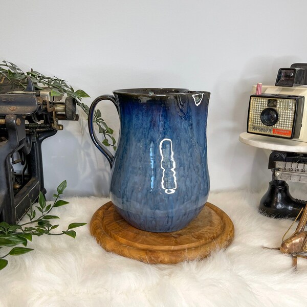 Blue Ceramic Pitcher - Etsy