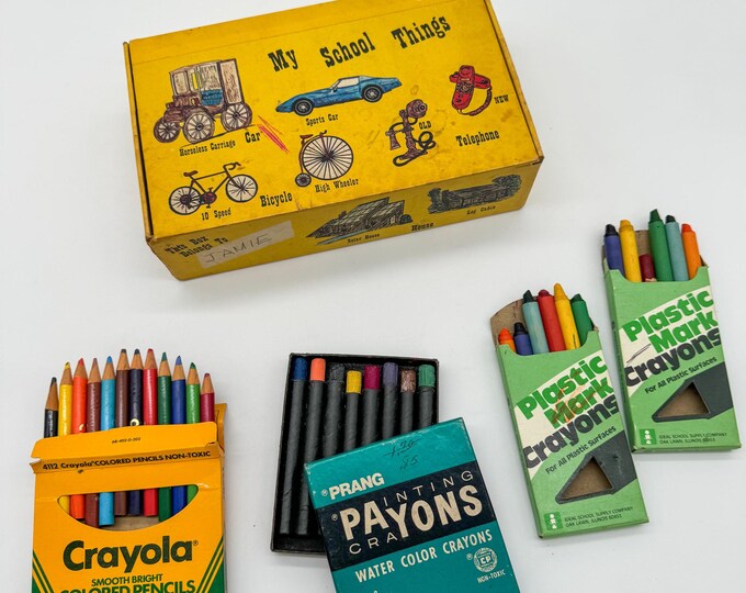 Vintage School Pencil Box With Original Contents! Vintage Crayons ...