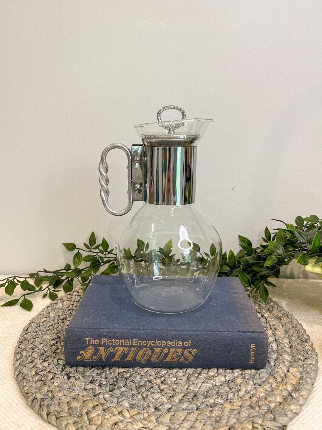 Vintage Corningware Glass Carafe Pitcher With Silver Metal Handle and ...